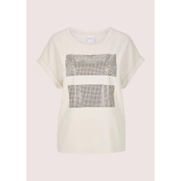 Madeleine Mode Kurzarmshirt MADELEINE "Shirt Oversized Shirt mit Print, Kurzarm", Damen, Gr. 34, perlwei&szlig;, multicolor, Obermaterial: 50% Baumwolle CO. 50% Modal CMD., Modern, gerade, Shirts, Motiv mit Strasssteinen
