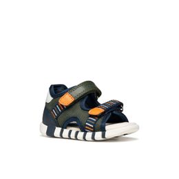 Lauflernschuh Geox "B SANDAL IUPIDOO BOY", Baby, Gr. 25, dunkelgr&uuml;n, orange, Lederimitat, Textil, Mesh, bestickt, Basic, Schuhe Lauflernschuh, Babyschuh mit Klettverschluss, Gr&ouml;&szlig;enschablone zum Download