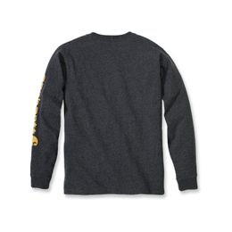T-Shirt Carhartt "Long Sleeve", Herren, Gr. L, grau (dunkelgrau, orange), Obermaterial: 60% Baumwolle CO. 40% Polyester PES., Shirts T-Shirt