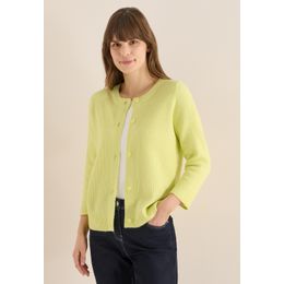 Cardigan Cecil, Damen, Gr. XL (44), iced gelb melange, Web, 37% Baumwolle, 34% Polyacryl, 26% Polyester, 3% Elasthan, unifarben, comfort fit kurz, Rundhals, Rippb&uuml;ndchen, Strickjacken, mit 3/4 &Auml;rmeln