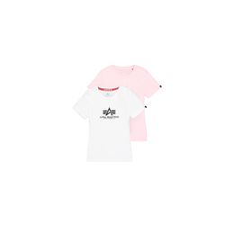 T-Shirt Alpha Industries "New Basic T-Shirt BL 2 Pack W", Damen, Gr. L, wei&szlig;, pastel pink, Obermaterial: 100% Baumwolle, Shirts T-Shirt