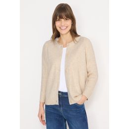 Cardigan Cecil, Damen, Gr. XL (44), egg beige melange, Web, 37% Baumwolle, 34% Polyacryl, 26% Polyester, 3% Elasthan, unifarben, comfort fit kurz, Rundhals, Rippb&uuml;ndchen, Strickjacken, mit 3/4 &Auml;rmeln