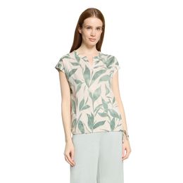 BETTY & CO Kurzarmshirt BETTY & CO "Damen mit Tunnelzug", Damen, Gr. L, nature, gr&uuml;n, Obermaterial: 50% Baumwolle, 50% Modal, loose fit normal, Rundhals, Shirts