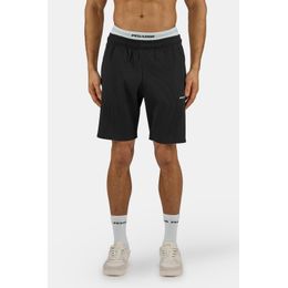 Shorts Pegador "TROY PLISSEE SHORTS", Herren, Gr. L, N-Gr, schwarz, Web, Obermaterial: 93% Polyester, 7% Elasthan, unifarben, regular fit normal, Hosen Shorts, Baumwollmischung, regular fit