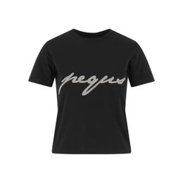 T-Shirt PEQUS "PEQUS PEQUS Fitted Ink Logo T-shirt", Damen, Gr. M, schwarz, 100% Baumwolle, bedruckt, oversize, Rundhals, Shirts T-Shirt