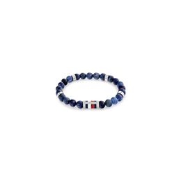 Armband Tommy Hilfiger "BEADS", blau, edelstahlfarben, rot, wei&szlig;, blau, Armb&auml;nder, Damen, 18cm, Edelstahl Elasthan, Edelstahl, Elasthan, Armband, mit Sodalith oder Onyx - Emaille