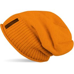 Strickm&uuml;tze styleBREAKER "Feinstrick Beanie mit Teddyfleece", Damen, gelb (curry), 100% Viskose CV., Modisch, M&uuml;tzen Strickm&uuml;tze