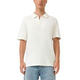 Poloshirt QS, Herren, Gr. L, ecru, Web, Obermaterial: 100% Baumwolle, Strukturmuster, regular fit normal, ohne Ausschnitt, Shirts, mit Struktur Muster