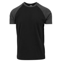 T-Shirt Urban Classics "Urban Classics Herren Raglan Contrast Tee", Damen, Gr. S, schwarz, charcoal, 100% Baumwolle, mehrfarbig, normal, Rundhals, Shirts T-Shirt