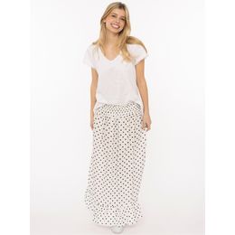 Maxirock Zwillingsherz "Classic Dots", Damen, Gr. L/XL, wei&szlig;, Obermaterial: 59% Viskose, 30% Baumwolle, 11% Leinen, R&ouml;cke Maxirock, kn&ouml;chellang, elastischer Bund, mit Punkten
