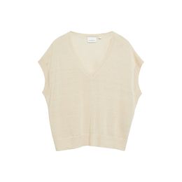 Pullunder comma, Damen, Gr. L, oat milk, Strick, Obermaterial: 57% Leinen, 27% Viskose, 16% Polyester, unifarben, l&auml;ssig geschnitten h&uuml;ftbedeckend, V-Ausschnitt, B&uuml;ndchen, Pullover Pullunder, mit V-Ausschnitt und Viskose-Leinen
