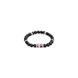 Armband Tommy Hilfiger "BEADS", schwarz, edelstahlfarben, rot, wei&szlig;, blau, schwarz, Armb&auml;nder, Damen, 18cm, Edelstahl Elasthan, Edelstahl, Elasthan, Armband, mit Sodalith oder Onyx - Emaille