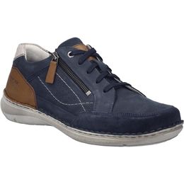 Sneaker Josef Seibel "New Anvers 11", Herren, Gr. 42, indigo, multi, Leder, kontrastfarbene Details, Schuhe Sneaker, Halbschuhh, Schn&uuml;rschuh, Komortschuh in Schuhweite K (=extraweit)