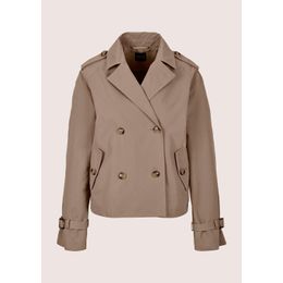 Madeleine Mode Kurzjacke MADELEINE "Trenchcoat Kurzjacke mit Reverskragen", Damen, Gr. 34, beige (caramel), Obermaterial: 55% Baumwolle CO. 45% Polyester PES., Modern, Jacken Kurzjacke, Saumriegel
