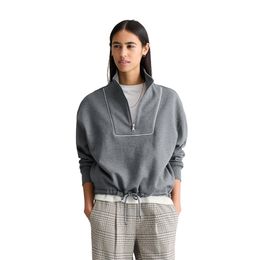 Marc O'Polo Sweatshirt MARC O'POLO DENIM "aus weichem Organic-Cotton-Mix", Damen, Gr. L, asphalt melange, Obermaterial: 70% Baumwolle, 30% Polyester, unifarben, relaxed fit, Rippb&uuml;ndchen, Sweatshirts Sweatshirt