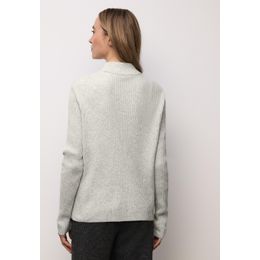Stehkragenpullover Street One, Damen, Gr. 40, pelican grau meliert, Web, 37% Baumwolle, 34% Polyacryl, 26% Polyester, 3% Elasthan, meliert, regular fit normal, hoch geschlossener Ausschnitt, abgesteppt, Pullover Stehkragenpullover, im soften Baumwoll-Mix