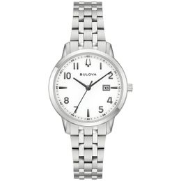 Quarzuhr Bulova "Sutton", silberfarben, Armbanduhren, Damen, Quarzuhr, Armbanduhr, Damenuhr, Edelstahlarmband, analog, Datum