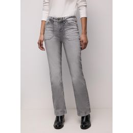 Bootcut-Jeans Street One, Damen, Gr. 33, L&auml;nge 30, light grau washed, Web, 78% Baumwolle, 20% Polyester, 2% Elasthan, unifarben, lang, Jeans, aus Baumwolle mit Stretchanteil