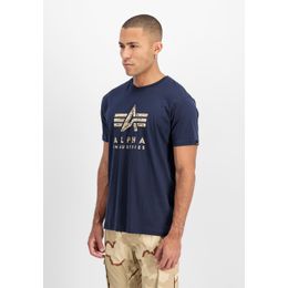 T-Shirt Alpha Industries "Camo Puff Print T-Shirt", Herren, Gr. M, ultra navy, Obermaterial: 100% Baumwolle, Shirts T-Shirt