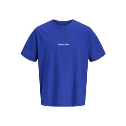 Jack & Jones T-Shirt JACK & JONES JUNIOR "JORNORREBRO EMB TEE SS CN NOOS JNR", Jungen, Gr. 128, bluing, Single Jersey, Obermaterial: 100% Baumwolle, bedruckt, relaxed fit normal, Rundhals, Shirts T-Shirt, Baumwolle, relaxed fit, Kurzarm