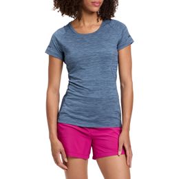 Laufshirt Energetics "DA.-T-SHIRT EVII SHORT SLEEVE W", Damen, Gr. XS, melange, navy, navy, Obermaterial: 92% Polyester, 8% Elasthan, Rundhals, Shirts Laufshirt, sportliche Passform, kurze &Auml;rmel, mit reflektierenden Druckelementen
