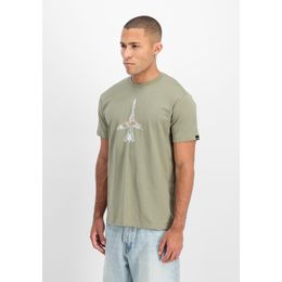 T-Shirt Alpha Industries "Air Force Sketch T-Shirt", Damen, Gr. L, olive, Obermaterial: 100% Baumwolle, Shirts T-Shirt