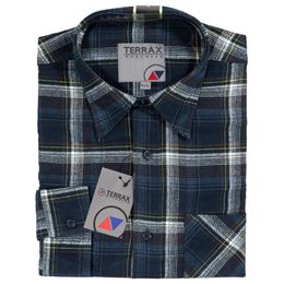 Flanellhemd TERRAX WORKWEAR "Flanellhemd 105 cm", Herren, Gr. 39, EURO, blau (marineblau), Obermaterial: 100% Baumwolle CO., Hemden