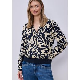 Langarmbluse Street One, Damen, Gr. 36, shadowed navy, Web, Obermaterial: 100% Viskose, bedruckt, regular fit normal, Rundhals, Blusen, mit All-Over Print
