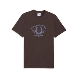 T-Shirt Puma "Graphic Retro Washed T-Shirt Herren", Damen, Gr. L, chocolate braun, Obermaterial: 100% Baumwolle. Rippe: 4% Elasthan, 96% Baumwolle, bedruckt, regular fit, Rundhals, Shirts T-Shirt