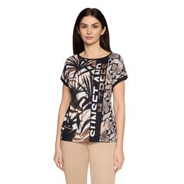 Kurzarmshirt Betty Barclay "Damen mit &Auml;rmelaufschlag", Damen, Gr. 36, wei&szlig;, braun, Jersey, Obermaterial: 50% Baumwolle, 50% Modal, loose fit normal, U-Boot-Ausschnitt, Shirts