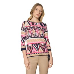 3/4-Arm-Shirt Betty Barclay "Damen mit Tunnelzug", Herren, Gr. 38, pink, dunkelblau, Jersey, Obermaterial: 95% Viskose, 5% Elasthan, figurumspielend normal, U-Boot-Ausschnitt, Shirts 3/4-Arm-Shirt