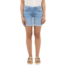 Shorts Mustang "Damen Style Bermuda", Damen, Gr. 25, 302 mittelblau, Denim/Jeans, 75% Baumwolle, 23% Polyester, 2% Elasthan, unifarben, straight fit, Hosen Shorts