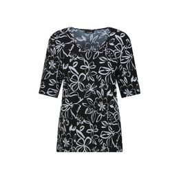 Print-Shirt GOLDNER "Kurzgr&ouml;&szlig;e Cityshirt mit floralem Design", Damen, Gr. 19, schwarz, wei&szlig;, gemustert, Obermaterial: 95% Viskose CV. 5% Elasthan EL., gerade, Shirts, stretchbequemer Viskosejersey