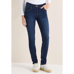 Comfort-fit-Jeans Cecil, Damen, Gr. 27, L&auml;nge 28, dunkelblau wash, Jeans, 78% Baumwolle, 20% Polyester, 2% Elasthan, unifarben, kn&ouml;chelfrei, Jeans, Middle Waist