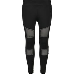 Leggings Urban Classics "Urban Classics Damen Girls Tech Mesh Leggings", M&auml;dchen, Gr. 110/116, Normalgr&ouml;&szlig;en, schwarz, 80% Polyamid, 20% Elasthan, unifarben, skinny fit, Hosen Leggings