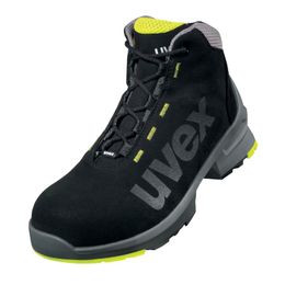 Sicherheitsschuh Uvex "1 Schn&uuml;rstiefel" Gr. 43, schwarz (schwarz, lime), 43, Obermaterial: 100% Rindsleder Leather cow., Schuhe