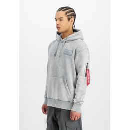 Hoodie Alpha Industries "Backprint Hoodie Vintage ", Herren, Gr. L, denim blau, Obermaterial: 70% Baumwolle, 30% Polyester, regular fit, Sweatshirts Hoodie