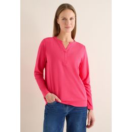 Langarmshirt Cecil, Damen, Gr. L (42), geranium rot, Web, 48% Baumwolle, 48% Modal, 4% Elasthan, unifarben, comfort fit normal, V-Ausschnitt, normaler Saum, Shirts Langarmshirt, im Tunika-Style