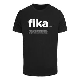 Kurzarmshirt MisterTee "MisterTee Herren Fika Definition Tee", Damen, Gr. L, schwarz, 100% Baumwolle, bedruckt, loose fit, Rundhals, Shirts