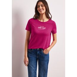 Kurzarmshirt Street One, Damen, Gr. 34, magenta dream, Jersey, Obermaterial: 80% Polyester, 20% Viskose, bedruckt, normal h&uuml;ftbedeckend, Rundhals, abgesteppte Kante, Shirts, Sommershirt mit Rundhals und Wording