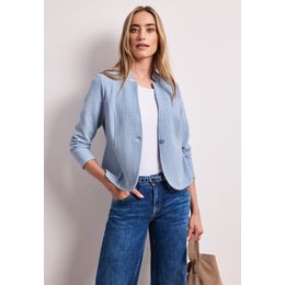 Jackenblazer Street One, Damen, Gr. 46, cashmere blau, Web, Obermaterial: 71% Polyester, 26% Viskose, 3% Elasthan, meliert, tailliert h&uuml;ftbedeckend, V-Ausschnitt, Blazer, mit Struktur aus Jersey