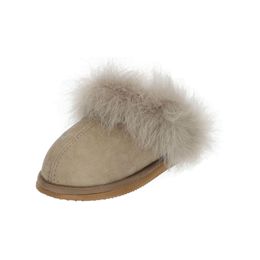 Hausschuh Shepherd "Shepherd Hausschuhe Leder", Herren, Gr. 36, stone, Leder, Schuhe Hausschuh