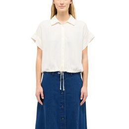 Kurzarmbluse Mustang "Damen Style Muce Short Sleeve", Damen, Gr. 40, wei&szlig; 2013, Twill, 70% Viskose, 30% Leinen, meliert, regular fit, Blusen