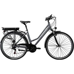 Z&uuml;ndapp E-Bike Z&Uuml;NDAPP "Z802 Damen" Gr. 48, grau (grau, gr&uuml;n), Elektrofahrr&auml;der, 48cm, 28 Zoll (71,12cm), Pedelec, Elektrofahrrad f&uuml;r Damen