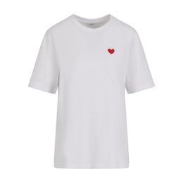 T-Shirt MISS TEE "Miss Tee Heart Shape EMB Tee", Damen, Gr. 4XL, wei&szlig;, 100% Baumwolle, oversize, Rundhals, Shirts T-Shirt