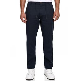 Leinenhose INDICODE "INClio", Herren, Gr. L, N-Gr, navy, Web, Obermaterial: 100% Baumwolle, unifarben, relaxed fit kn&ouml;chellang, Hosen