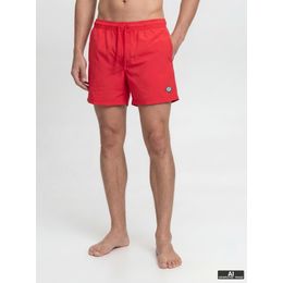 Jack & Jones Badeshorts JACK & JONES "JPSTMAUI TROPIC SOLID SWIM SHORTS SN", Herren, Gr. L, N-Gr, true rot, Web, Polyester, unifarben, Badehosen Badeshorts, Kunstfaser, normal geschnitten