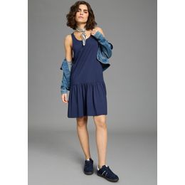 Sommerkleid Laura Scott, Damen, Gr. 32/34, N-Gr, navy, Single Jersey, Obermaterial: 50% Baumwolle, 50% Modal, unifarben, figurumspielend kniefrei, Rundhals, Kleider Sommerkleid, figurumspielende Passform, mit Rundhalsausschnitt und Tanktoptr&auml;gern