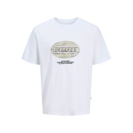 Jack & Jones T-Shirt JACK & JONES "JCOLIDO AOP FRONT PRINT TEE SS CREW NECK", Herren, Gr. M, wei&szlig; (hellwei&szlig;), Jersey, Obermaterial: 100% Baumwolle, bedruckt, regular fit taillenbedeckt, Rundhals, gerader Abschluss, Shirts T-Shirt, mit Frontprint