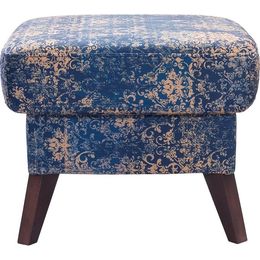 Hocker exxpo - SOFA FASHION "Side, extravaganter Bezug, bequem und komfortabel", blau, B:57cm H:47cm T:57cm, Hocker, Fu&szlig;hocker Polsterhocker